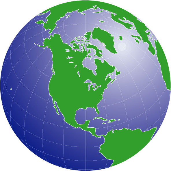 Orthographic projection gradation map (North America center)